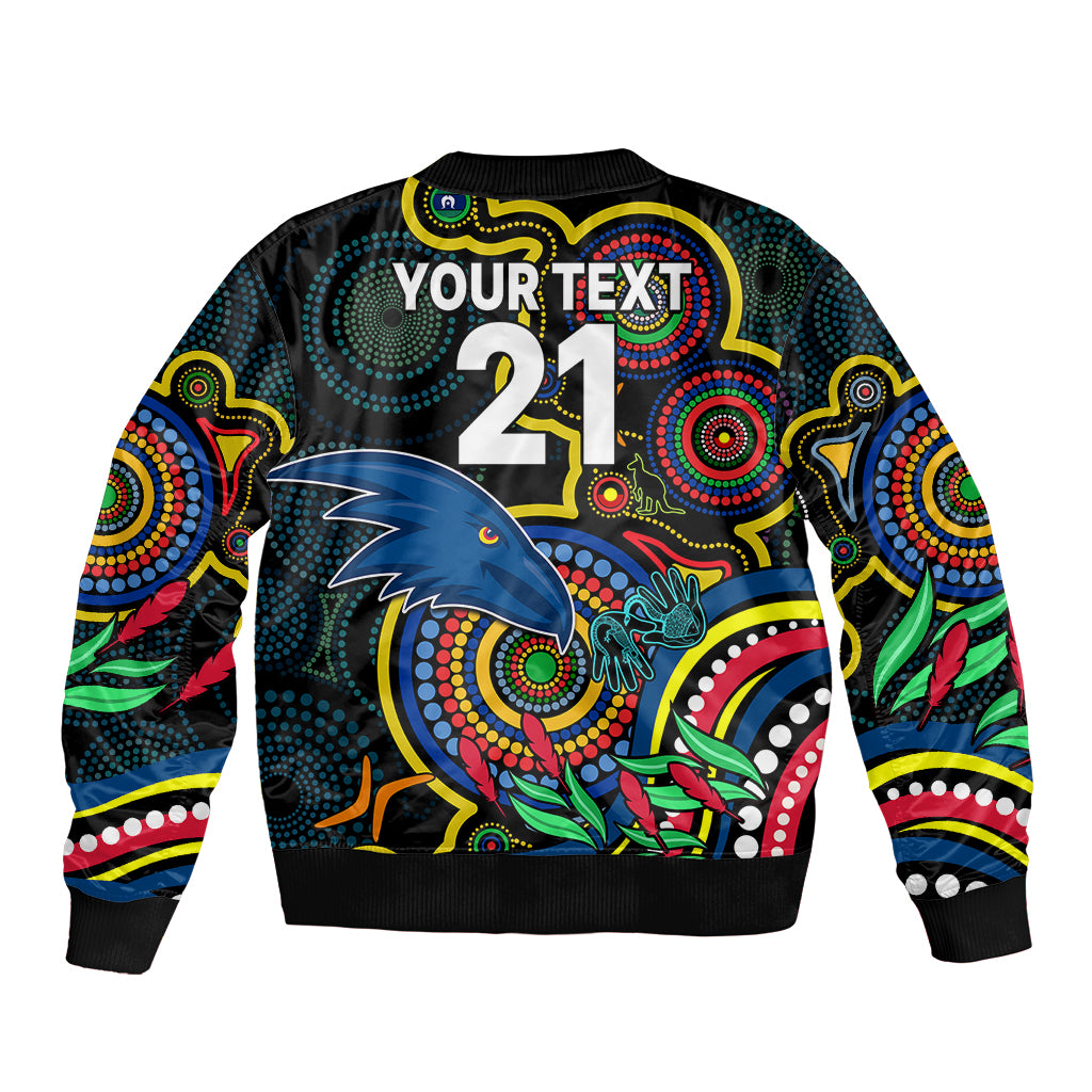 Custom Crows Football Aboriginal Art Sleeve Zip Bomber Jacket NAIDOC Indigenous Tribal LT9 ...