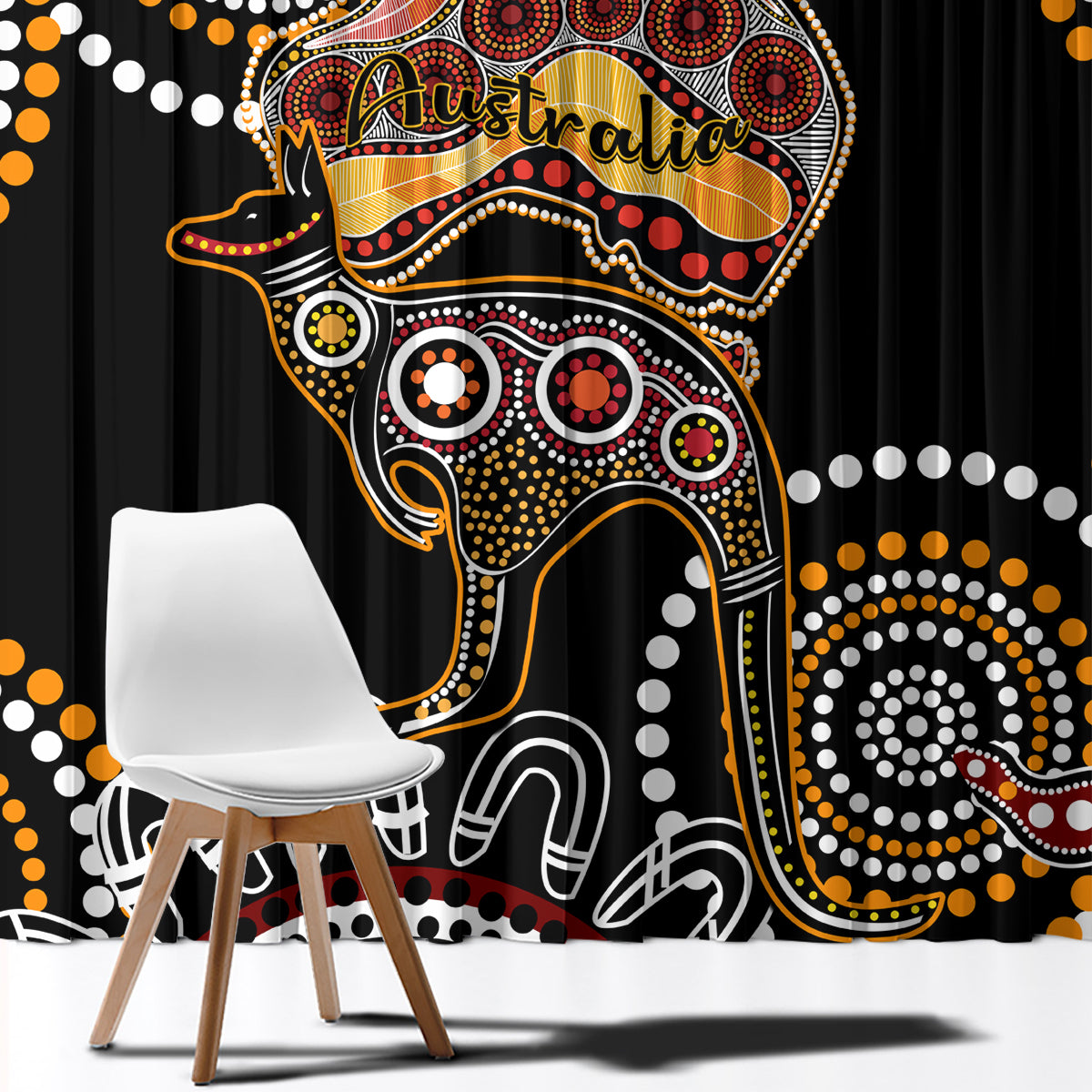 Australia Aboriginal Window Curtain Australian Map With Kangaroo ...